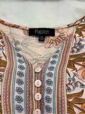 Papillon Blanc | Dresses | Papillon Blanc Peach Floral Buttonfront Midi ...